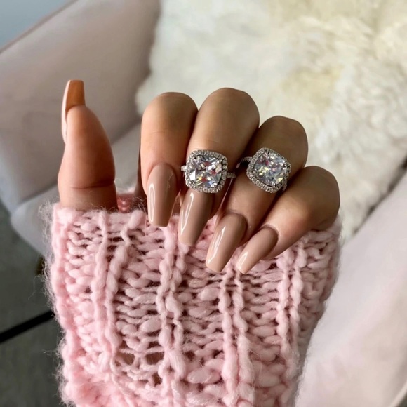 Swarovski | Jewelry | 3ct Halo 925 Princess Cushion Cut Engagement Ring ...